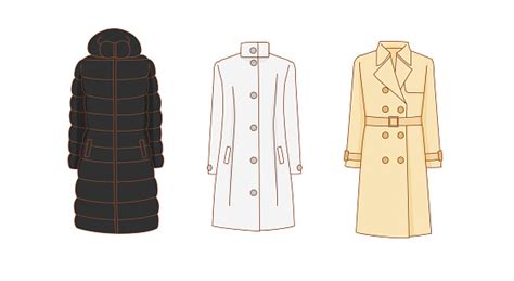 This Is A Set Of Illustrations Depicting Different Types Of Outerwear