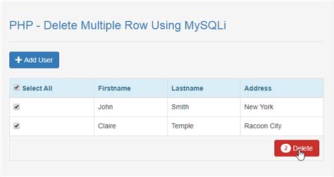 how to delete multiple row in mysql using php