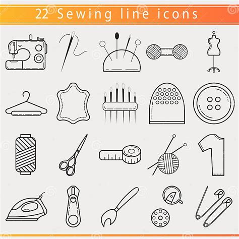 Sewing Thin Line Icons Stock Vector Illustration Of Contour 66804629