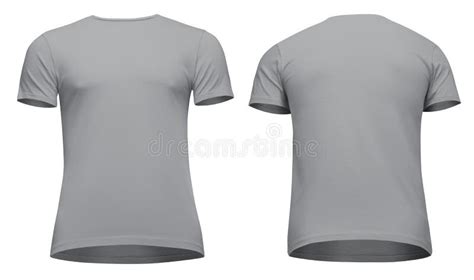 Blank Template Men Grey T Shirt Short Sleeve Front And Back View