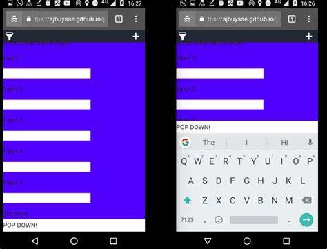 android mobile keyboard pushes up content because of an absolutely