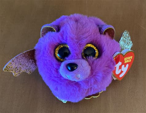 Ty Puffies Beanie Balls Hastie The Halloween Purple Bat 3 Ebay