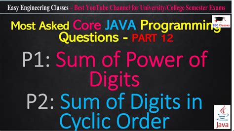Java Programs Sum Of Power Of Digits And Sum Of Digits In Cyclic