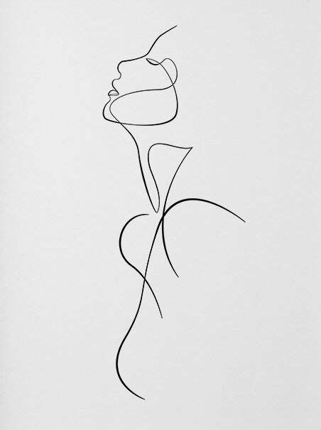 Minimalist Woman Silhouette Art Simple Line Art Female Contour