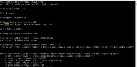 node js npm installation error of github repository