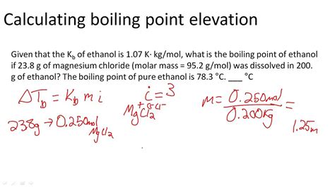 calculating boiling point elevation youtube
