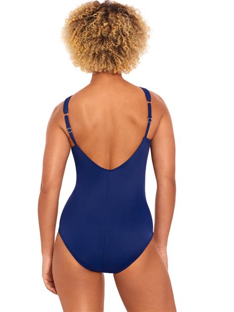Time And Tru Womens And Plus Keyhole Tie Front One Piece Swimsuit