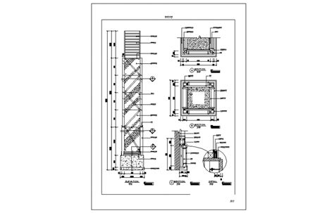 column installation plan and beam structure detail 2d view cad block
