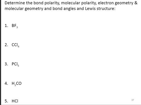 Solved Determine The Bond Polarity Molecular Polarity Electron