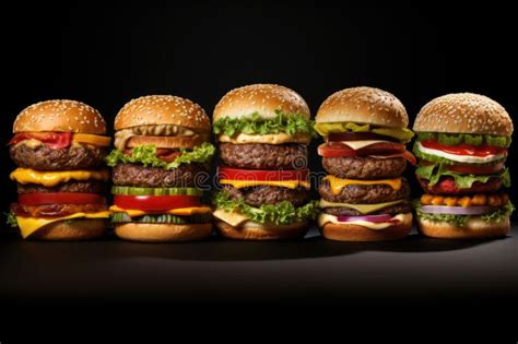 An Enticing Collection Of Diverse Hamburgers Showcasing A Tantalizing