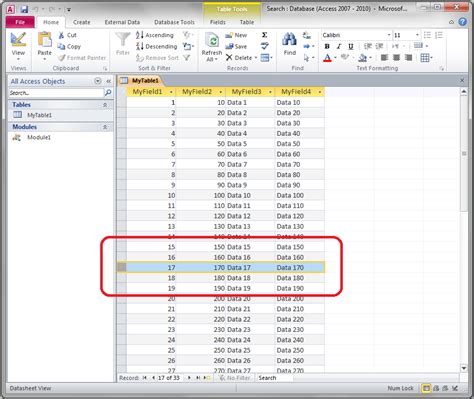 iterate and search for values in a table access vba vba