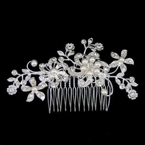 11cm Wide Pearl Flower Leaf Wedding Bridal Bridesmaid Prom Crystal Hair