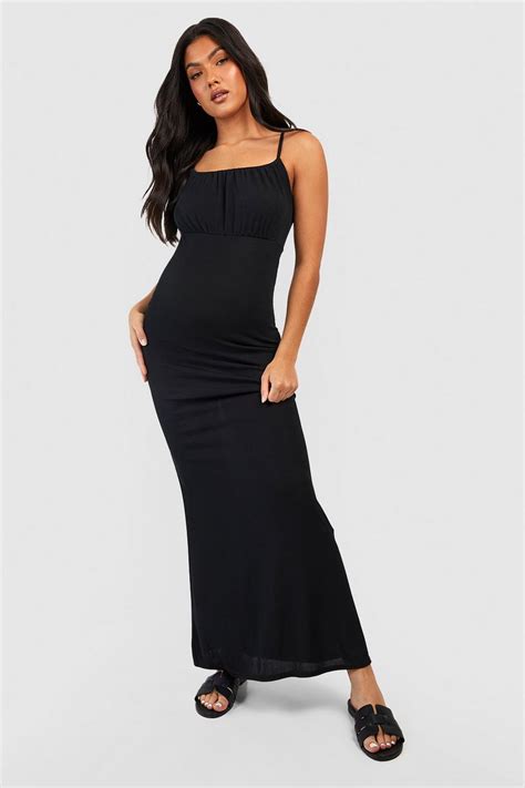 Maternity Ruched Bust Strappy Maxi Dress Boohoo Uk