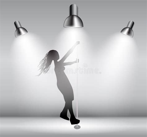 Silhouette Of Dancing Striptease Girl On Pole Vector Illustration