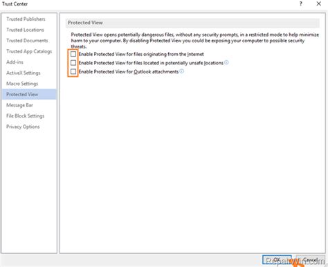 how to remove protected view notification in all received or downloaded
