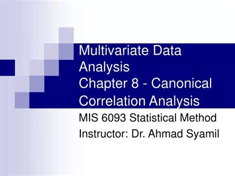 Ppt Multivariate Data Analysis Chapter 8 Canonical Correlation