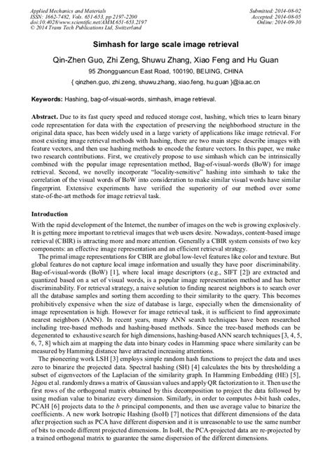 simhash for large scale image retrieval scientific