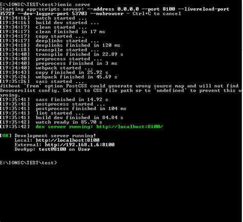 ionic2 localhost error connection refused ionic serve stack
