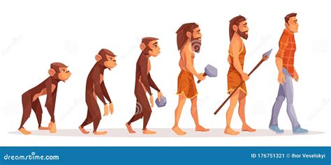 Human Evolution Stages Cartoon Vector Concept Stock Illustration