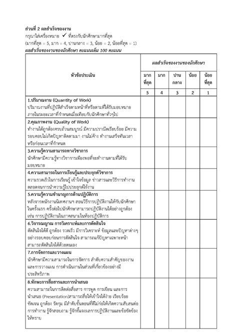 แบบฟอร์มประเมินผลปฏิบัติงานสหกิจศึกษา วิทยาลัยนวัตกรรมและการจัดการ