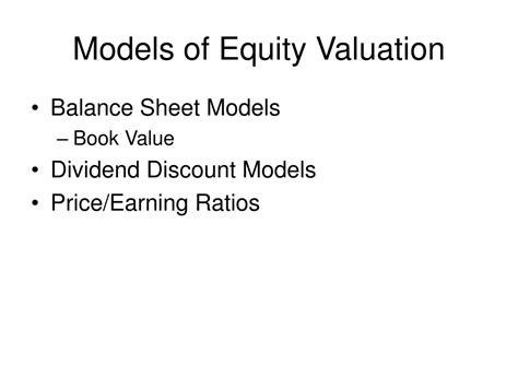 Ppt Equity Valuation Models Powerpoint Presentation Free Download