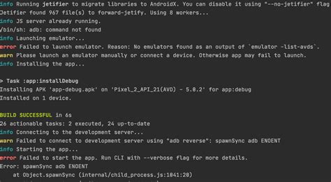 npx react native run android failing in macos fantas hit
