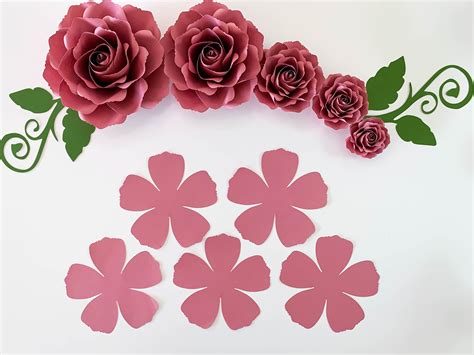 Svg Paper Flowers Tiny Rose 12 Template In Multiple Sizes Digital Svg