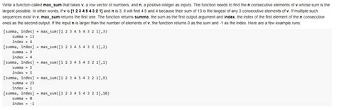 solved write a function called max sum that takes v a row