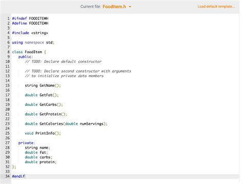solved given main complete the fooditem class in files