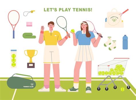 Premium Vector People Wearing Tennis Jerseys And Holding Racquets