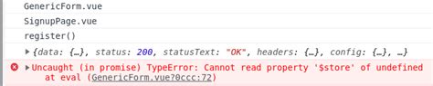 vue js typeerror cannot read property token of undefined store
