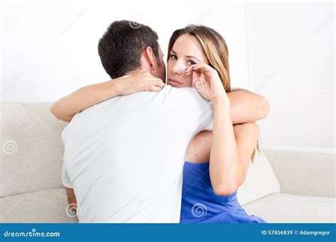 Woman Receiving A Hug While Crying Stock Image Image Of Hugging