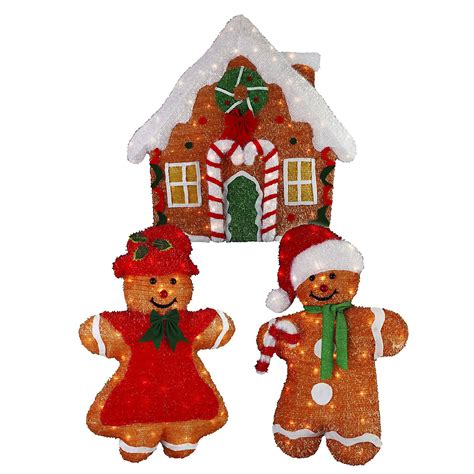 36in 2d Chenille Gingerbread House Set Seasonal Christmas