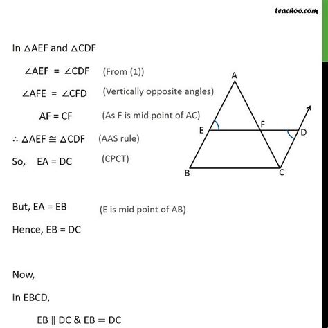 theorem 8 8 class 9 line joining mid points of 2 sides of triangle