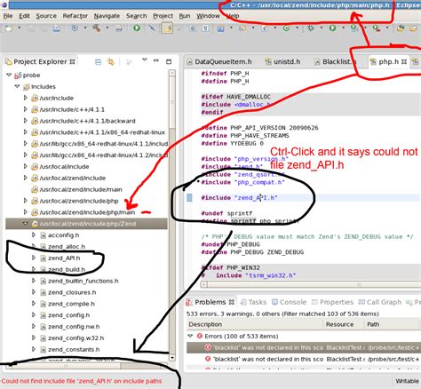c cannot find include files from other h files in eclipse cdt