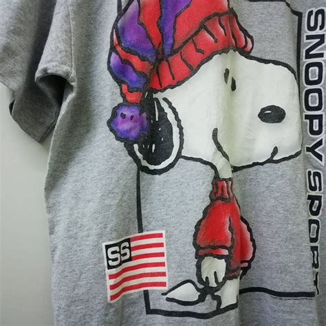 Vintage 90s Snoopy Sport American Flag T Shirt Size L Cartoon Network