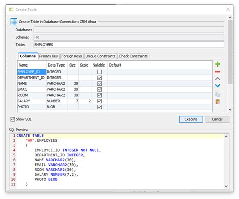 creating a table dbvisualizer 11 0 users guide dbvisualizer users guide