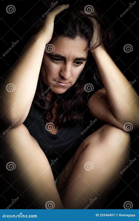 Depressed And Sad Woman Sitting On The Floor Stock Image Image Of