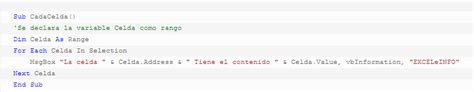 macros uso de for each … next en vba excel