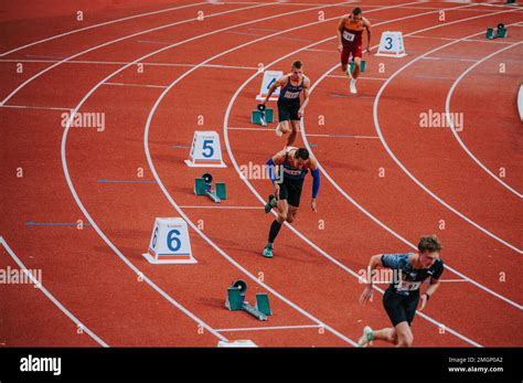 Martin Slovakia 16 July 2022 Group Of Determined Male Athletes