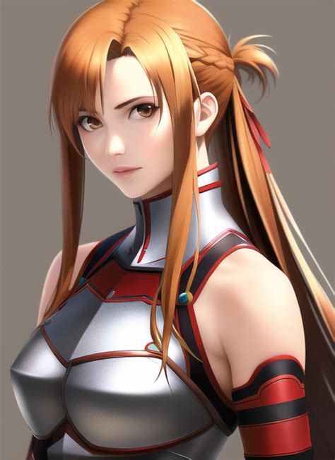 Safebooru 1girl Ai Generated Armor Asuna Sao Asymmetrical Bangs