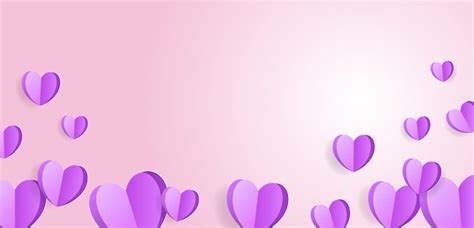 Corazón De Elementos Lindos De Papel Volando Sobre Fondo Púrpura Feliz