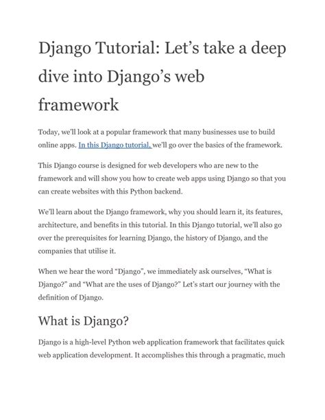 ppt django tutorial let s take a deep dive into django s web