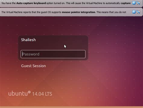 unable to log in to ubuntu running on virtualbox stack overflow