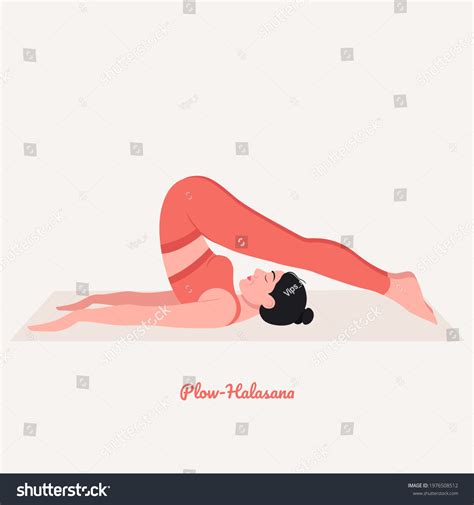 Plow Halasana Yoga Pose Young Woman Stock Vector Royalty Free