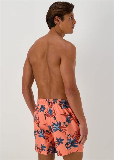 Orange Floral Print Swim Shorts Matalan