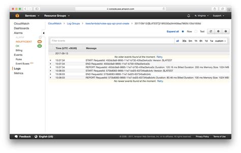 api gateway and lambda logs