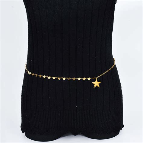 Chic Trendy Star 18k Gold Plated Stainless Steel Waist Chain Body