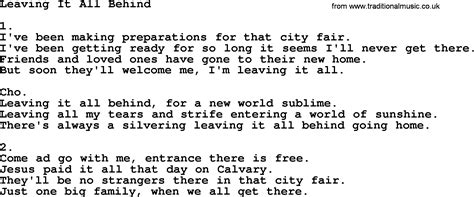 Leaving It All Behind Apostolic And Pentecostal Hymns And Songs