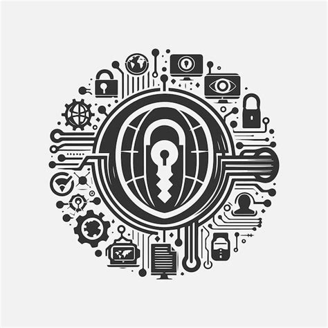 Premium Vector Cyber Security Vector Line Icon Black Or White Logo